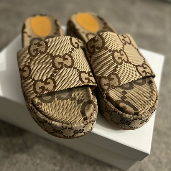 Gucci | Shoes | Gucci Womens Gg Canvas Platform Slide Sandal | Poshmark